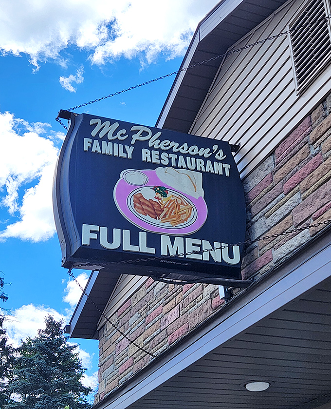McPherson's iconic sign against Michigan skies &ndash; a beacon for those seeking comfort food that doesn't understand the concept of moderation.