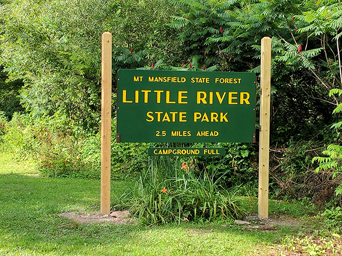 The promise of adventure ahead: Little River State Park's entrance sign stands as a gateway between ordinary life and extraordinary wilderness experiences.