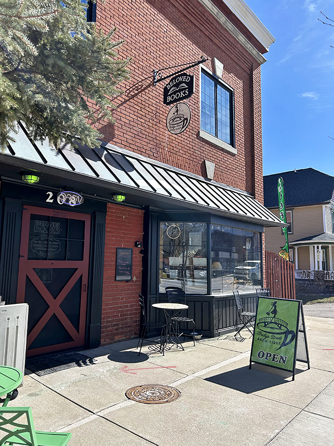 The welcoming storefront invites passersby to step into a world where digital distractions fade and the pleasure of physical books reigns supreme.