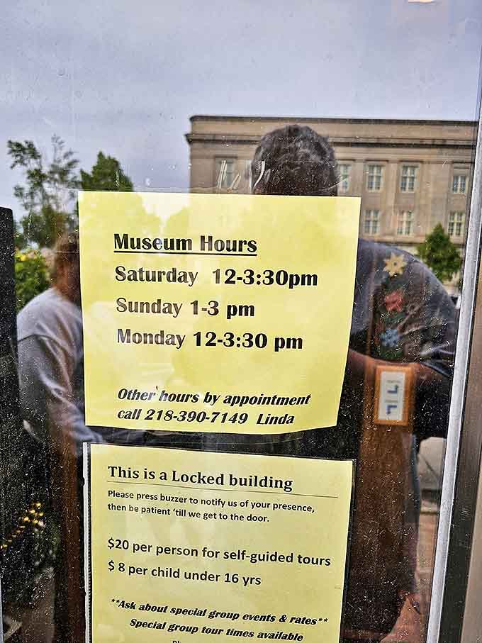 The museum's hours are limited but the experience is unlimited&mdash;a yellow notice invites visitors to press the buzzer and enter a world of accordion magic.