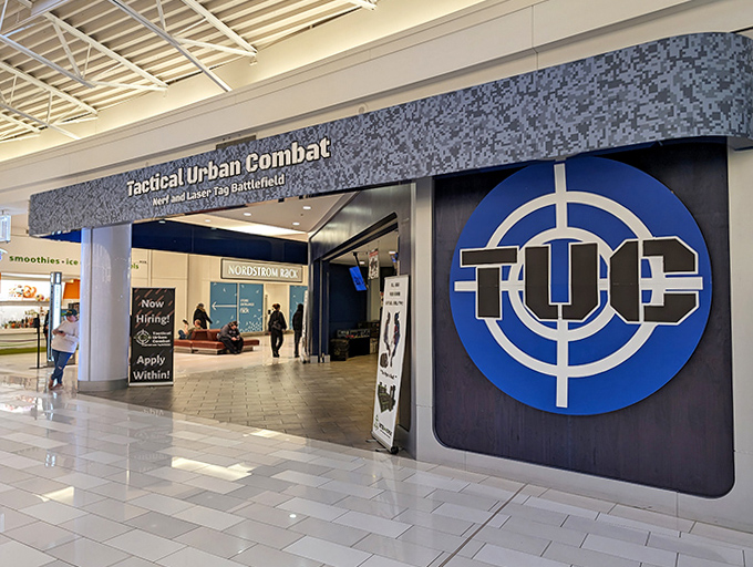 TUC's exterior signage stands out in the mall corridor, a beacon for those seeking adventure beyond the ordinary shopping experience.