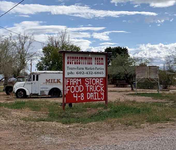 The farm's roadside sign promises fresh dairy and delivers on that promise with interest and ice cream.