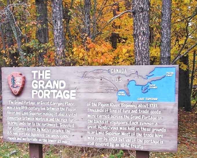 This weathered sign tells tales of fur traders and Native guides who transformed an 85-mile water route into an 8.5-mile portage&mdash;history's original shortcut.