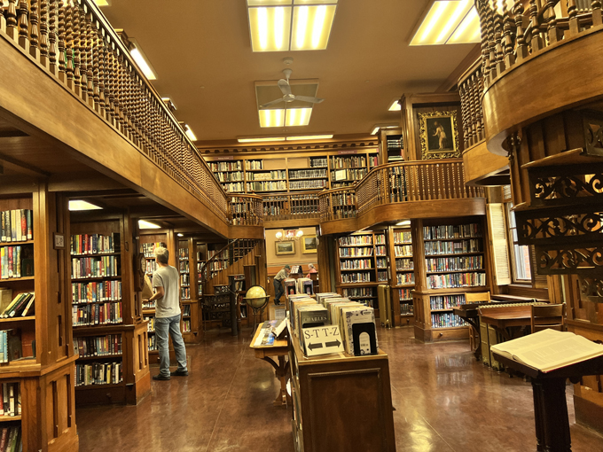 The main reading room with its multiple levels and endless shelves is what every book lover pictures when they dream about the perfect library.