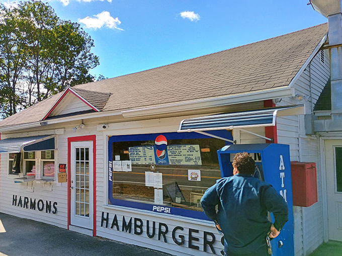 The view from outside captures Harmon's modest charm &ndash; an unassuming building that houses one of Maine's most beloved culinary institutions.