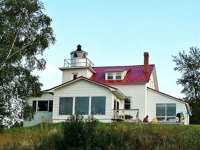 From this angle, you can appreciate how the lighthouse tower rises from the main building, a distinctive silhouette that has guided generations of travelers home.