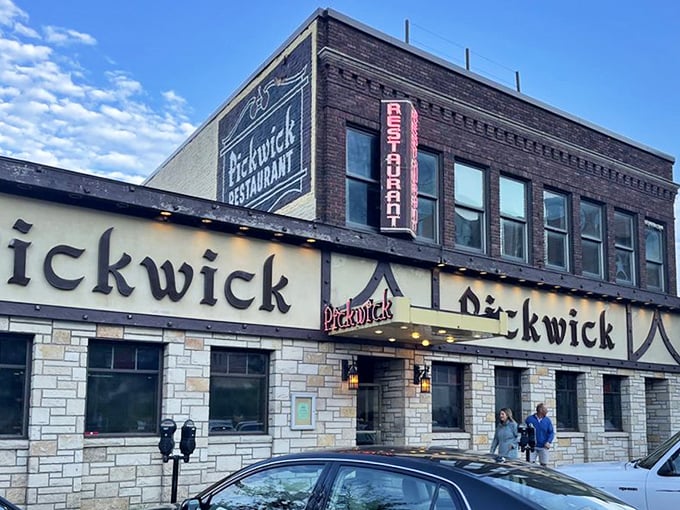 The exterior welcomes you with stone and signage &ndash; not just a restaurant entrance, but a portal to Duluth's living history.