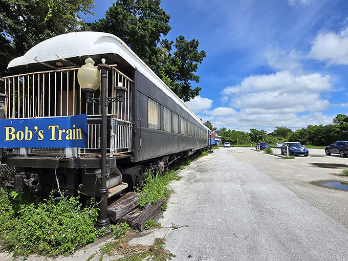 From the outside, you might miss this blue and white dining car if you weren't looking for it &ndash; Sarasota's delicious secret hiding in plain sight.