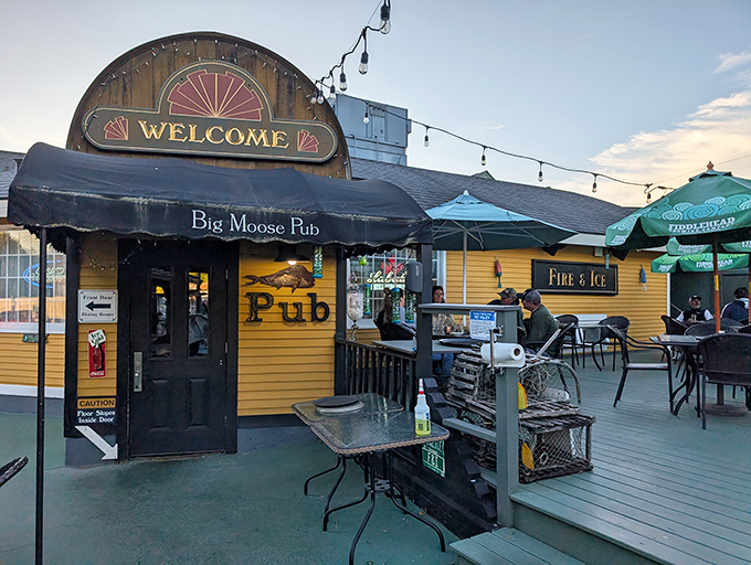 The Big Moose Pub entrance beckons with promises of Vermont craft beers and cocktails mixed with a generous hand &ndash; the perfect prelude to a memorable meal.