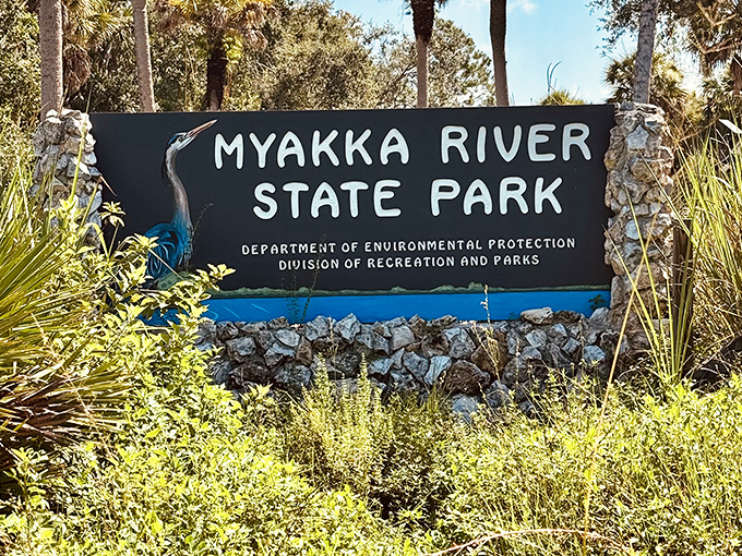 The park's entrance sign promises adventures that deliver far more than words on wood could possibly suggest &ndash; Florida at its natural best.