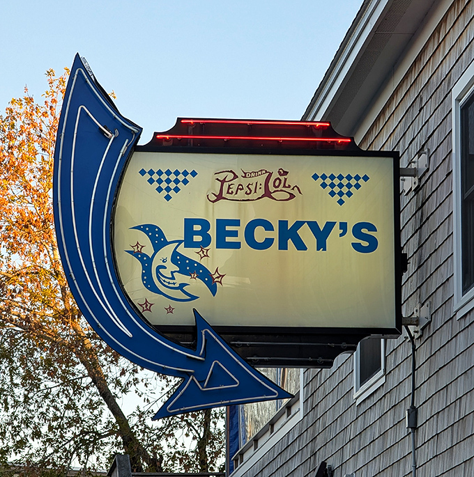 Becky's iconic signage lights the way to comfort food paradise, a neon beacon for hungry travelers and locals alike.
