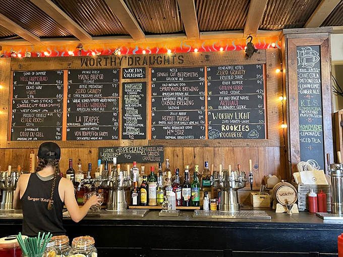 The extensive draft board showcases Vermont's world-class brewing scene, with options that change regularly to highlight seasonal specialties.