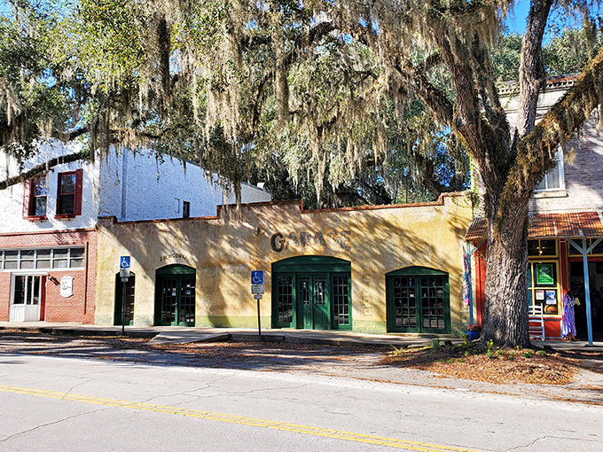 Spanish moss creates natural canopies over Micanopy's streets, where the dappled sunlight seems to illuminate a Florida from another era.