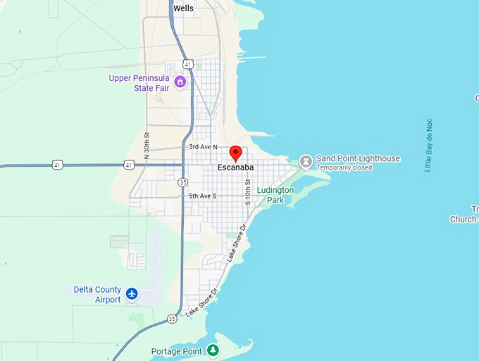 16. escanaba, mi map