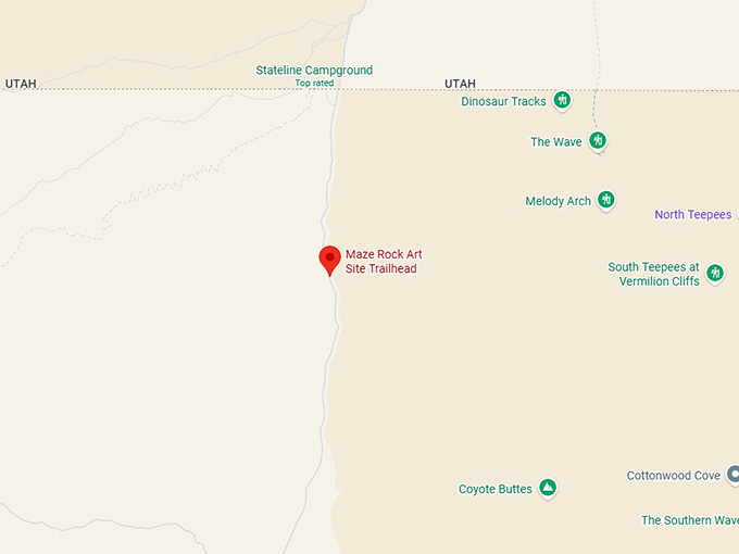 16. maze rock art site trailhead map