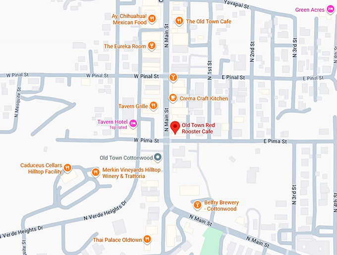 16. old town red rooster cafe map