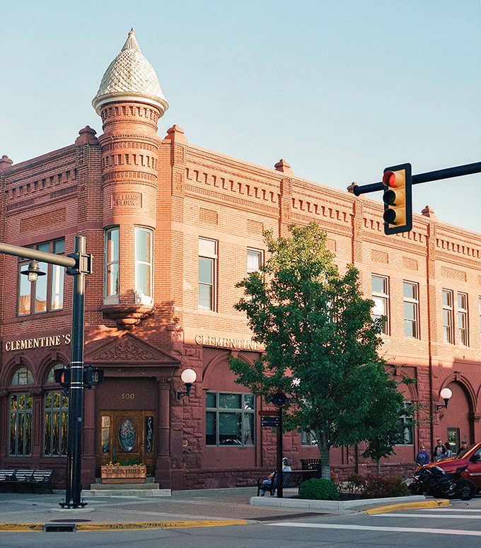 Admire the stunning historic architecture of Clementine’s in South Haven, a local favorite for delicious food and wonderful downtown atmosphere.