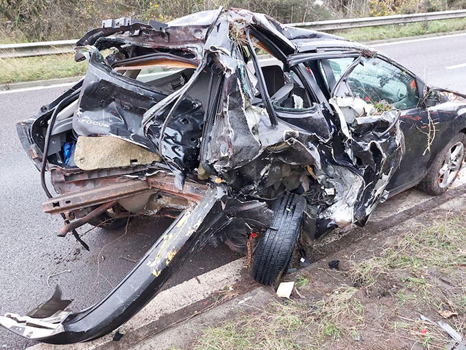Car wreckage that's definitely "all stove to hell" &ndash; Maine's colorful way of saying something's completely destroyed.