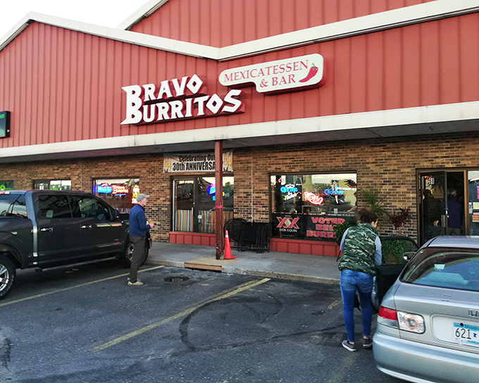 The bright red exterior of Bravo Burritos stands out in St. Cloud, beckoning hungry taco lovers even on chilly Minnesota days.