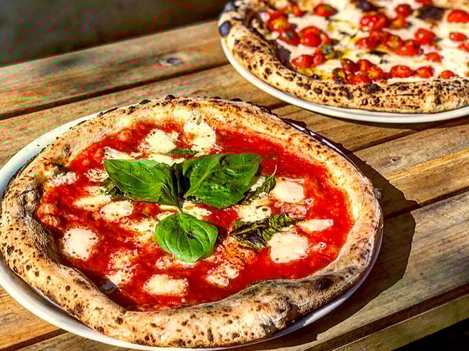 Neapolitan perfection at Cibo &ndash; that charred crust and fresh basil make this Margherita pizza a slice of Italian heaven in Phoenix.