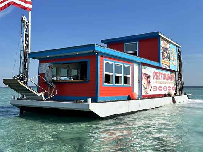 This floating burger joint proves that the best restaurants don't need foundations, just good food and great water views.