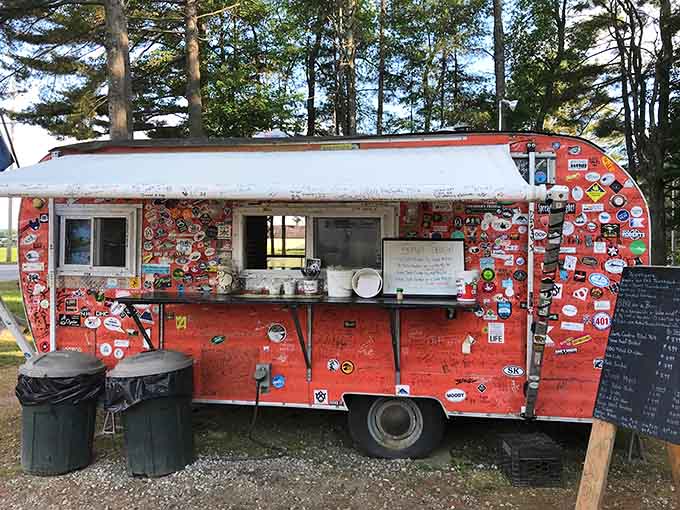 That red trailer covered in stickers is your first clue that something special is happening here in Bethel.