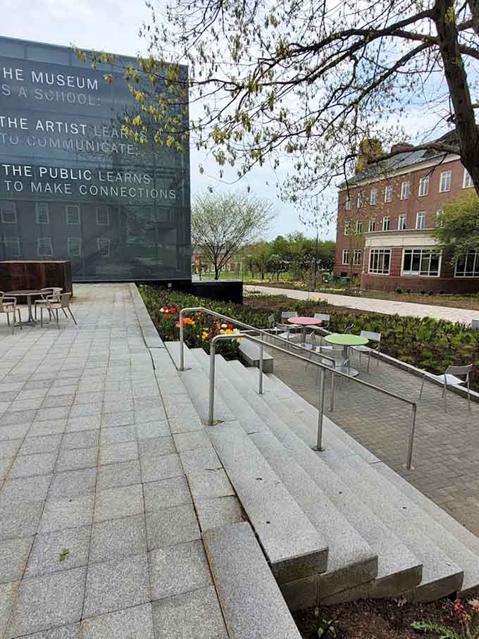 Outdoor sculptures and peaceful seating areas make this museum campus a perfect spot for art lovers and daydreamers alike.