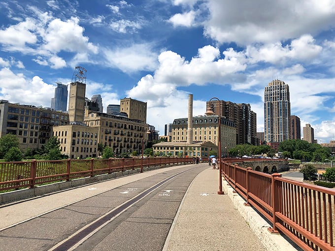 The Stone Arch Bridge stretches across the Mississippi river, connecting Minneapolis's past to its present while offering strollers and cyclists front-row seats to the city's best views.