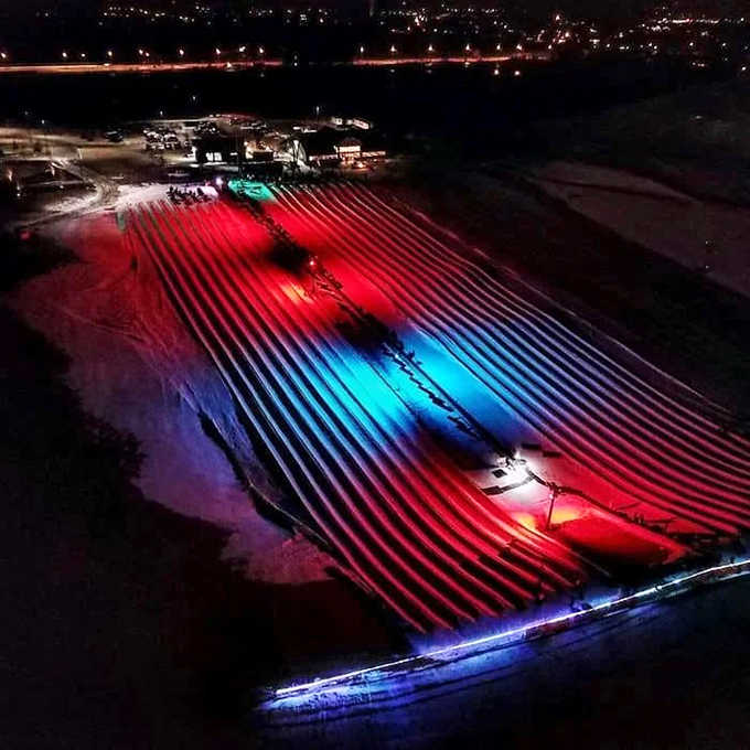 Colorful snow: Mother Nature meets disco fever in this spectacular light show on snow &ndash; proving Wisconsin winters know how to party after dark.