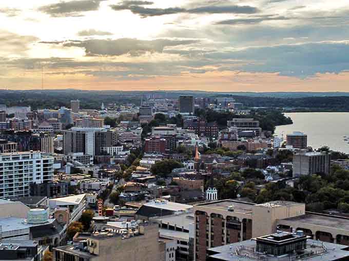 Elevated City View: From this vantage point, Madison's perfect balance of urban energy and natural beauty unfolds like a love letter to thoughtful city planning.