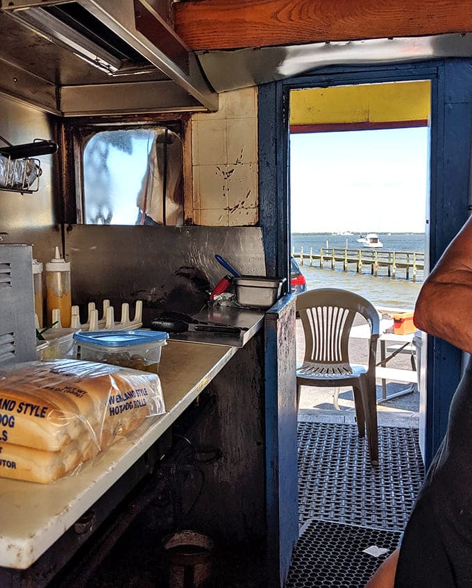 The view from inside the truck reveals where the magic happens, with the Indian River providing the world's best backdrop.