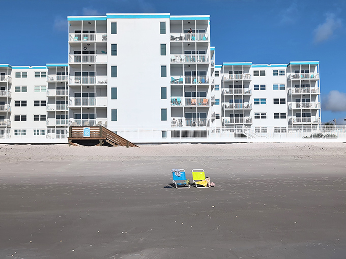 Clean white exteriors with blue accents that say, "I'm not trying too hard." Unlike that sunburned guy at the public beach wearing socks with sandals.