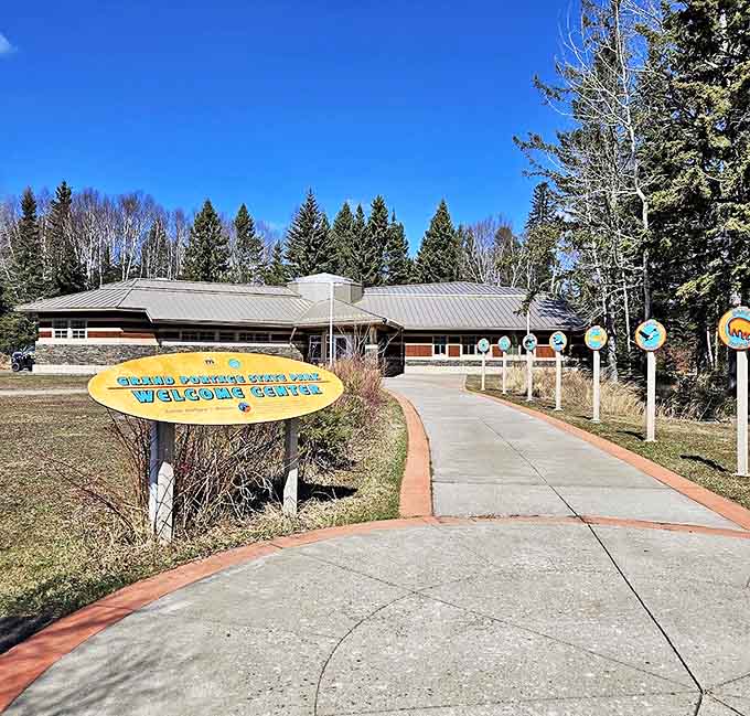 Grand Portage State Park's welcome center stands like a friendly outpost at Minnesota's northernmost edge, inviting adventurers to discover natural wonders beyond.