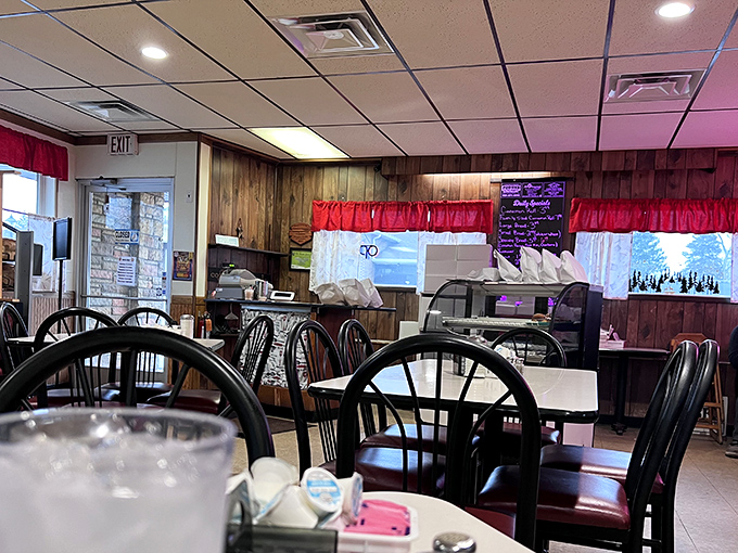 Inside, wood paneling and simple furnishings create the perfect backdrop for food that doesn't need fancy surroundings to shine.