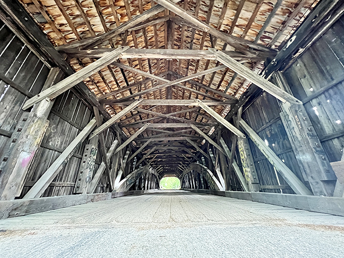 Step inside and witness the magnificent wooden skeleton &ndash; a cathedral of craftsmanship where sunlight plays between ancient beams.