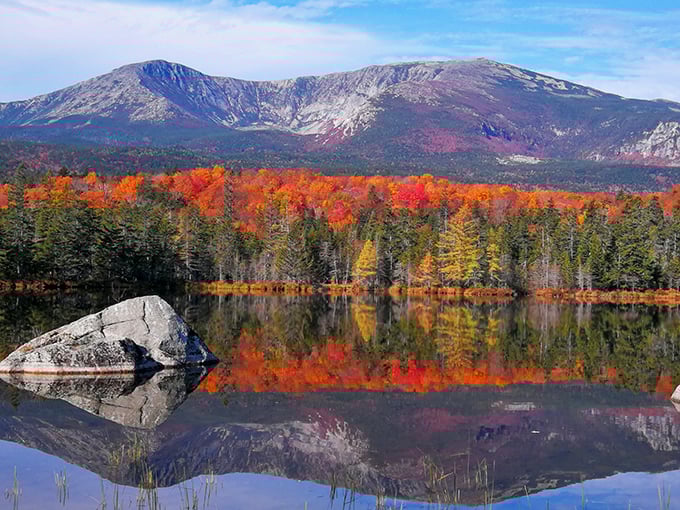 Mirror, mirror on the lake &ndash; who's the fairest reflection? Mount Katahdin wins that contest every time.