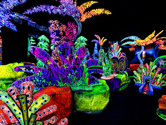 A psychedelic coral reef fantasy where neon sea creatures glow like they've found the party of a lifetime.