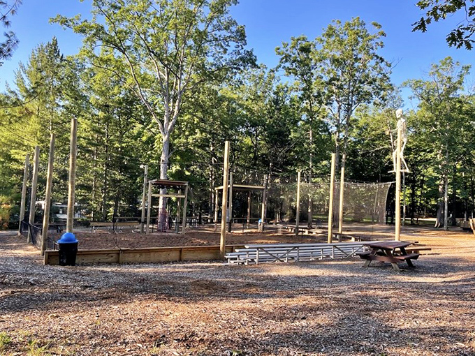 The outdoor recreation area offers a perfect balance of wilderness and comfort, like nature decided to install its own living room.