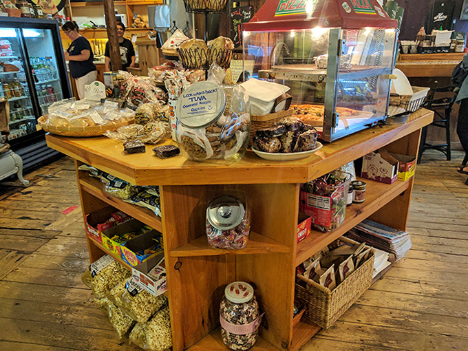 A treasure island of local treats and necessities anchors the store's center, where Maine-made goodies tempt visitors alongside everyday essentials.