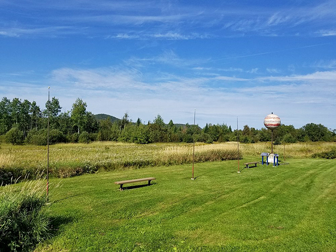 Under Maine's brilliant blue skies, the solar system unfolds along Route 1, turning ordinary countryside into an extraordinary astronomical experience.
