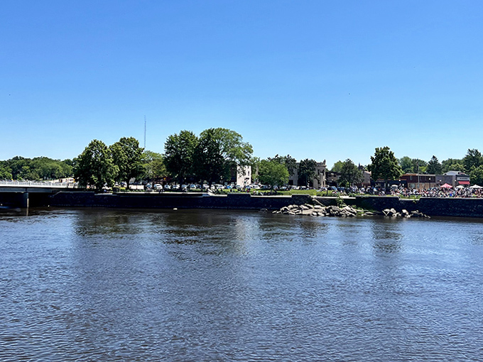 Waterfront Park offers a front-row seat to nature's daily performance, where the Wisconsin River writes poetry in ripples and reflections.