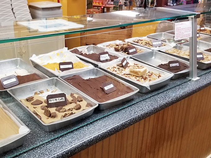 The fudge counter at Perry's is where dreams come true &ndash; row after row of handcrafted varieties that make choosing just one flavor a delicious dilemma.