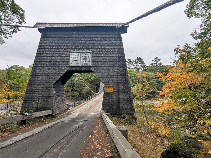 Approaching the bridge's wooden tower feels like stepping through a portal to another century, where craftsmanship trumped convenience.