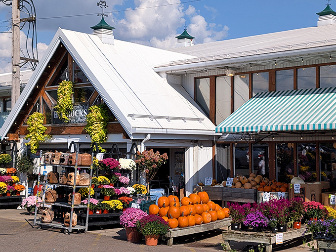 Seasonal displays burst with color and freshness outside Horrocks, where even the parking lot becomes part of the food adventure.