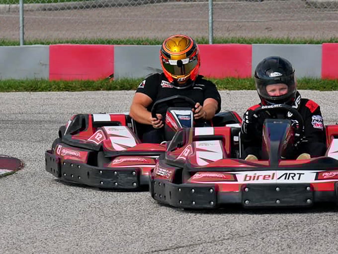 Go-karts in action: These aren't your county fair clunkers &ndash; Birel N35 karts deliver genuine racing thrills without the million-dollar price tag.