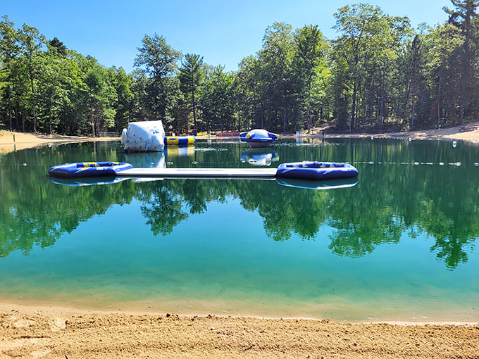 These floating inflatables turn the lake into an aquatic playground where adults can pretend they're supervising while actually just having fun themselves.