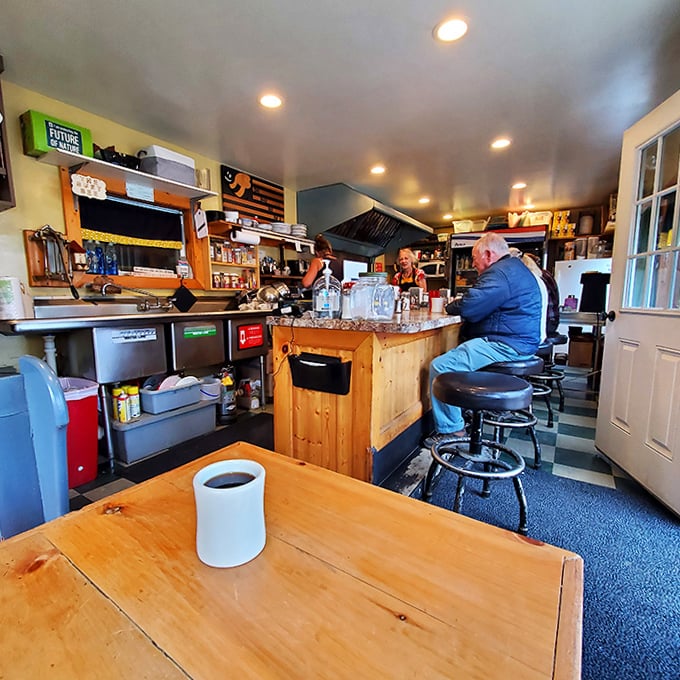 Inside, the cozy counter creates the perfect stage for Vermont's breakfast theater &ndash; where coffee flows and conversation never stops.