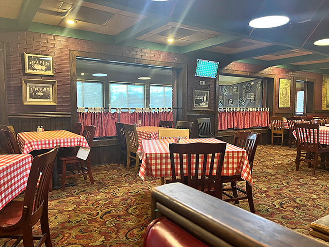 Step inside to classic red-checkered tablecloths and warm wood accents – this isn't just dining, it's a time capsule of Detroit's culinary heritage.