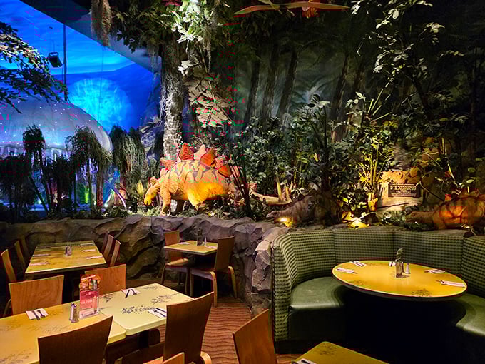 Dine among the dinosaurs in this immersive prehistoric setting where ancient creatures watch over your table. Conversation starter or appetite suppressant? You decide!
