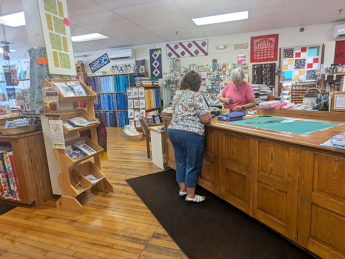 The heart of creativity beats strong at the checkout counter, where friendly experts transform your fabric fantasies into tangible projects with just the right guidance.